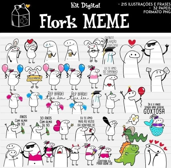 Pack Artes Flork Bento Meme Png +240 Arquivo Caneca Camiseta - Ello ...