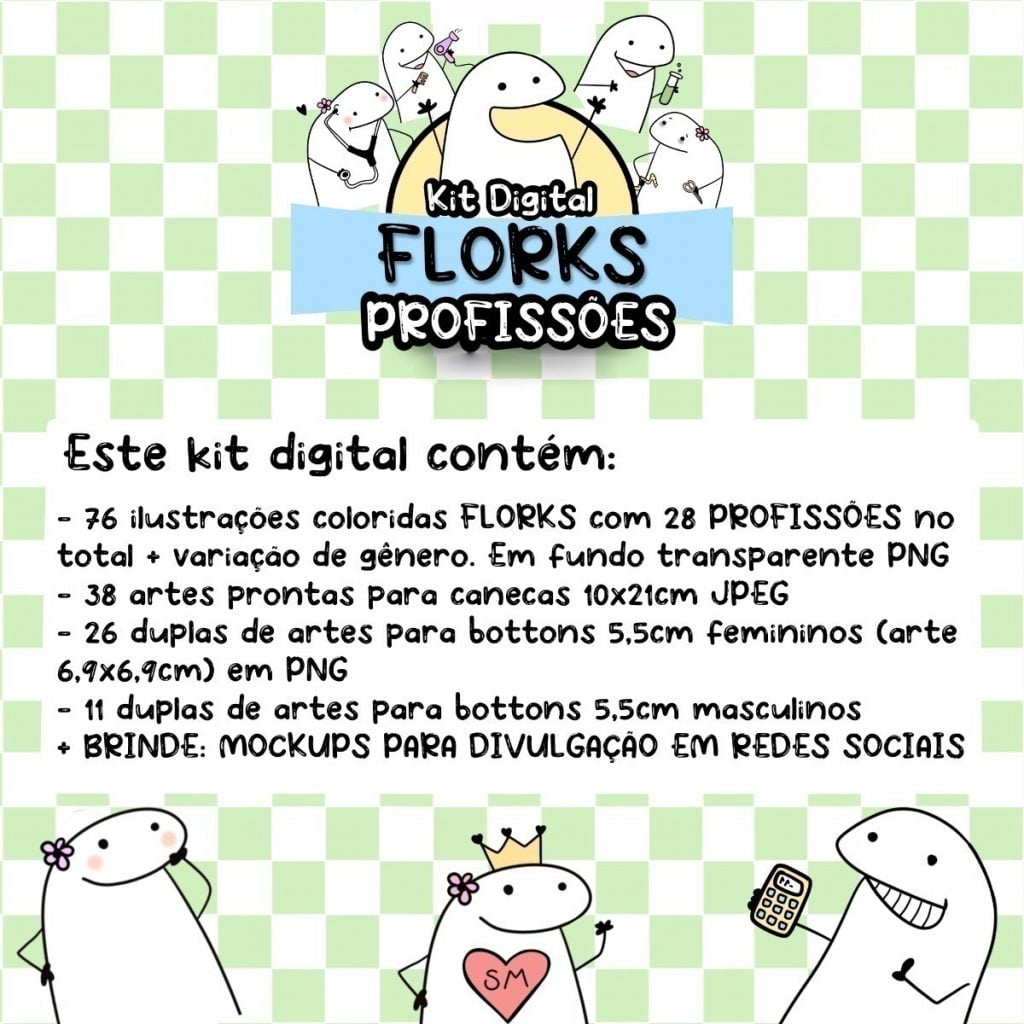 Pack Digital + 200 Arquivos Flork Profissões Figuras Frases - Ello Criativo