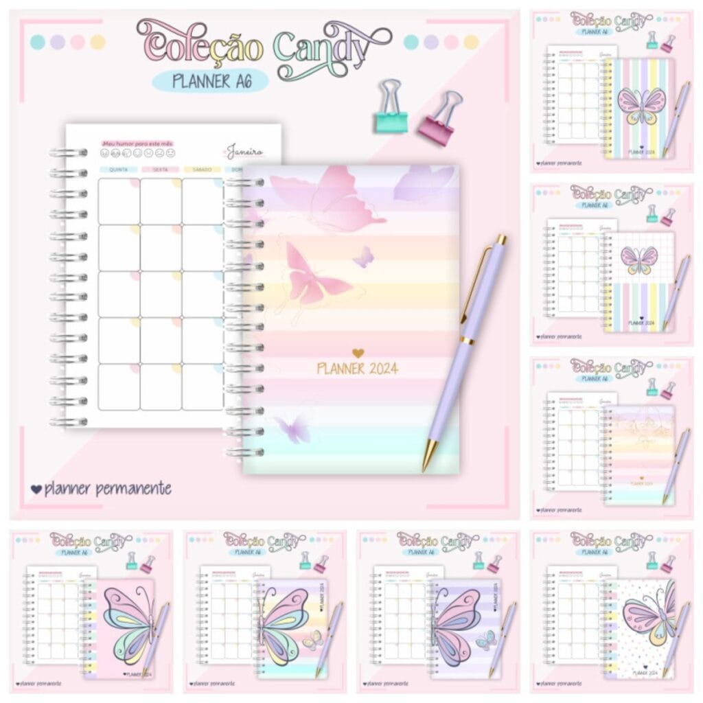 Combo Planner A6 Candy Arquivo Digital para imprimir
