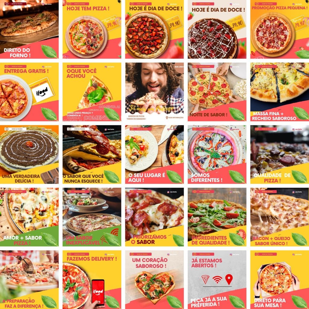 Modelos Canva Pizzaria Pizza 400 Templates Editáveis + Bônus - Ello ...