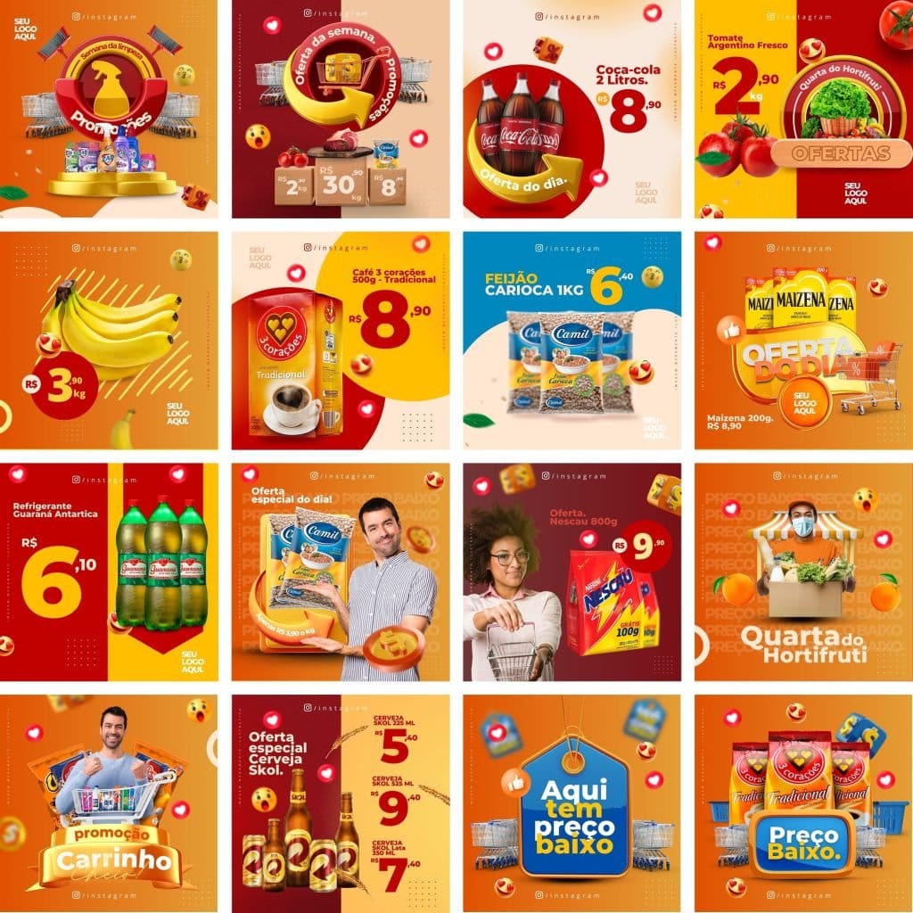 Modelos Canva Supermercado Mercados 22 Templates Editáveis + Bônus ...